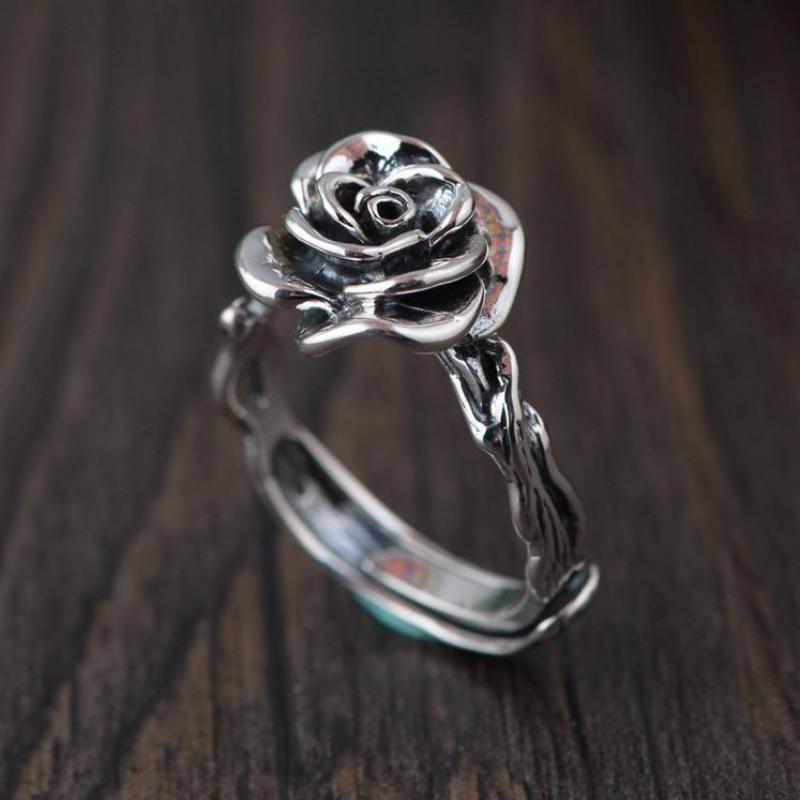 sterling silver rose ring
