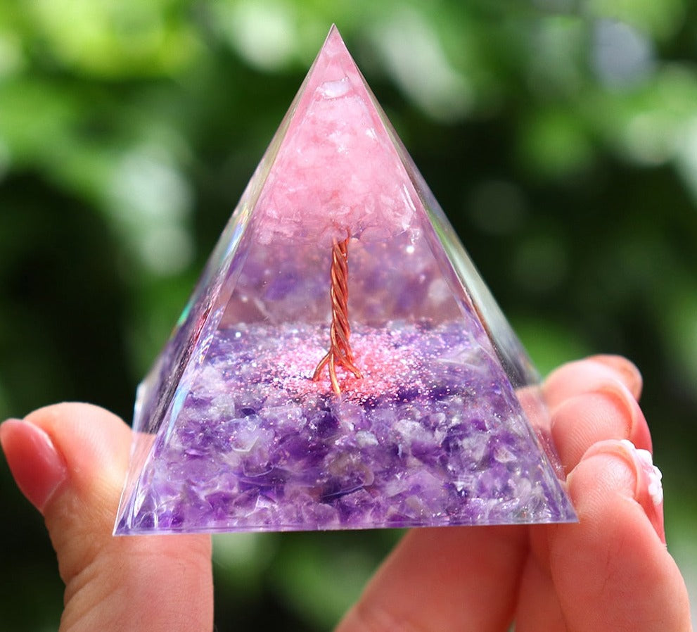 Balancing Rose Quartz Tree of Life Pyramid – Project Yourself