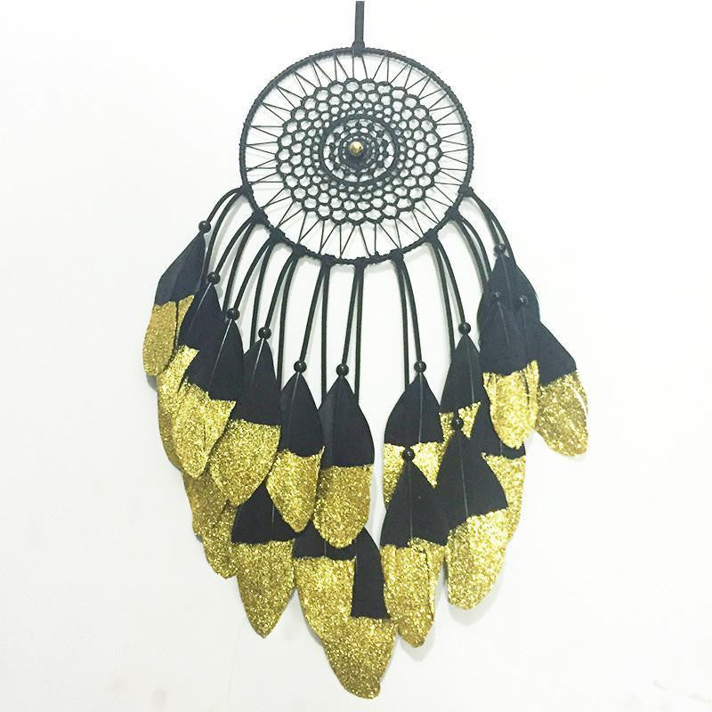 Elegant Sparkling Gold Dipped Black Dream Catcher – Project Yourself