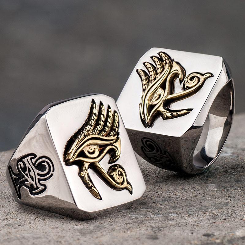 Eye of Horus Stainless Steel Signet Ring – Project Yourself