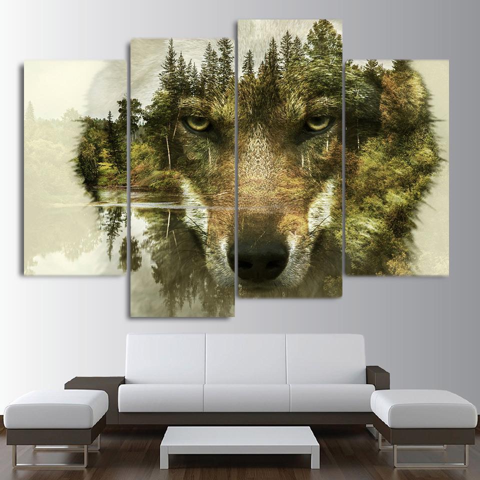 Spirit Guide of the Forest Wolf HD 4 Panel Painting – Project Yourself