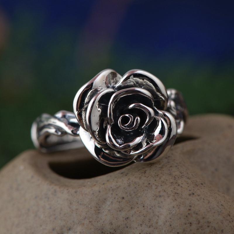 sterling silver rose ring